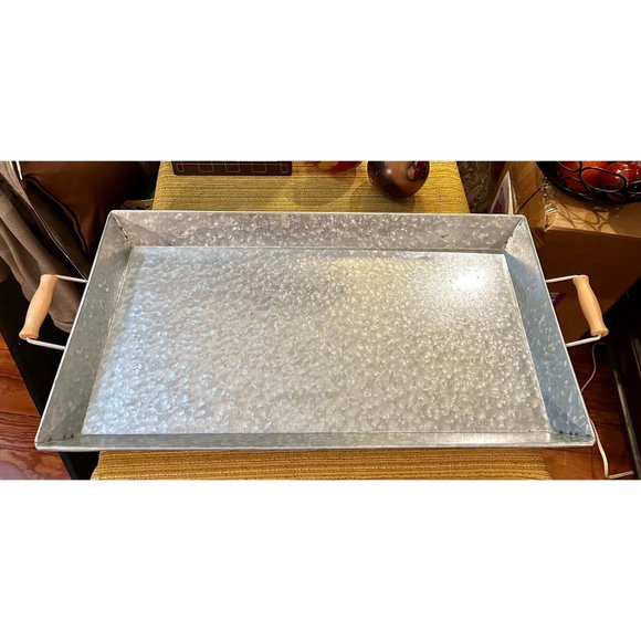 Accents | Very Large Metal Tray With Wood Handles | Poshmark
